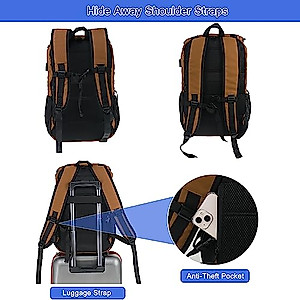 Goloni Casual Travel Backpack for Women Men, Lightweight backpack for college, Casual Daypack Backpacks with USB Charging Port,Brown