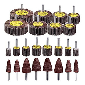 Mixiflor 24 Pcs Abrasive Flap Wheel Sander Set, 80 Grit Sanding Flap Wheel, 1/4" Shank Flap Wheel Sander for Drill, Die Grinder Flap Wheel for Remove Rust