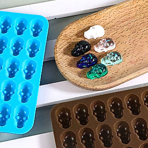 Gummy Skull Candy Molds,3-Pack 40 Cavity Silicone Skull Molds with 2 Droppers for Gummy,Candy,Jelly,Chocolate,Wax Melt,Dog Treats,Ice Cube