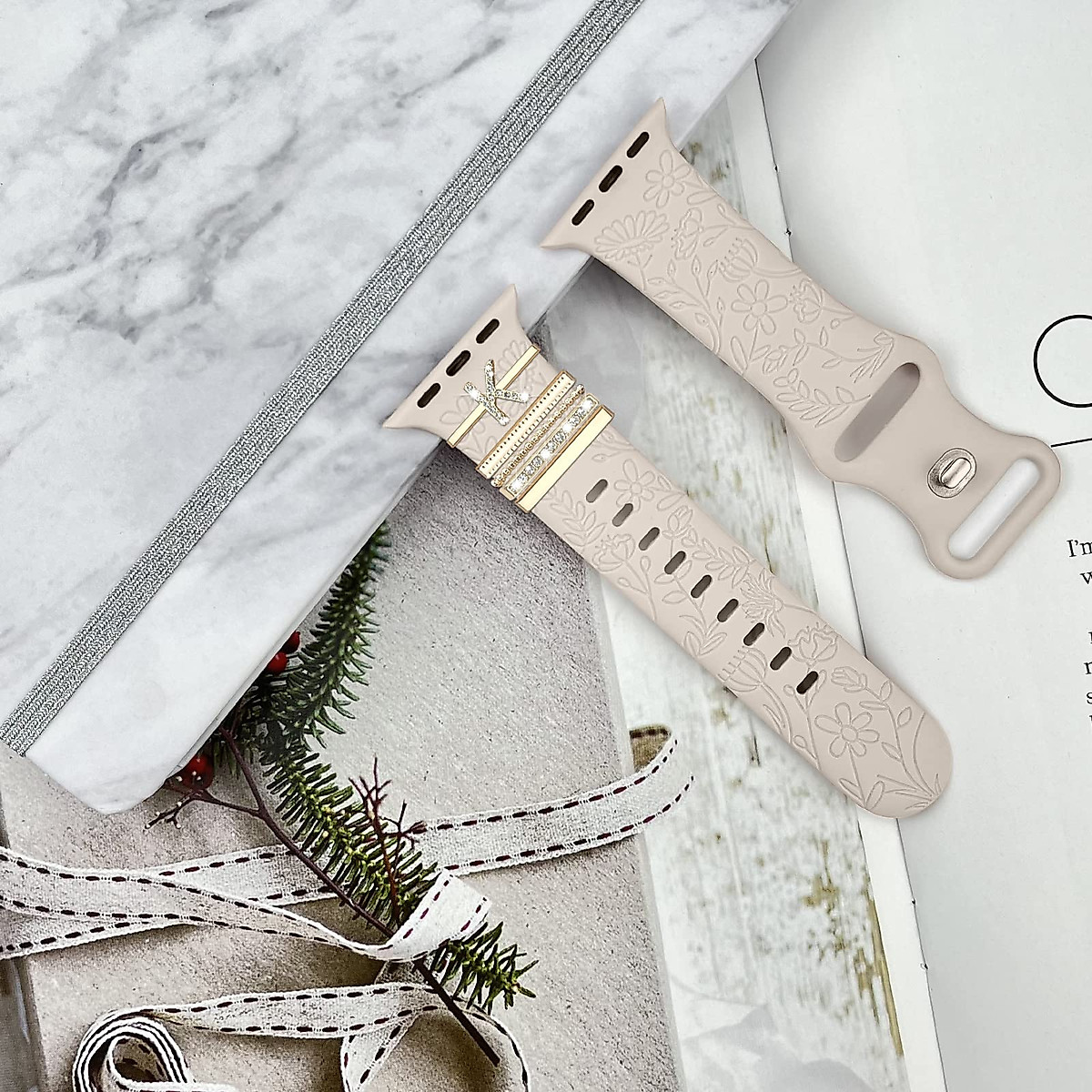 Kakurookie Decorative Rings Loops Compatible with Apple Watch Silicone Bands Charms 49mm 45mm 44mm 42mm 41mm 40mm 38mm iWatch Series 10 9 8 7 6 5 4 3 2 1 SE 2 Ultra 2 Charms Accessories (No Band)