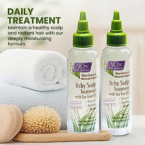 AtOne with Nature Itchy Scalp Treatment with Tea Tree Oil - Cleanses and Soothes, 2 Fl Oz, Infused with Sunflower, Argan, and Almond Oils