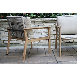 Outdoor Interiors Wheat Rope & Antique Wash Eucalyptus Lounge Chair, Set of 2