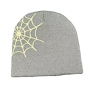 Letter Printing Knitted Hat Y2K Winter Warm Woolen Hat Fashion Hip hop Trend Beanie Pullover Hat Casual Sports for Men Women Grey