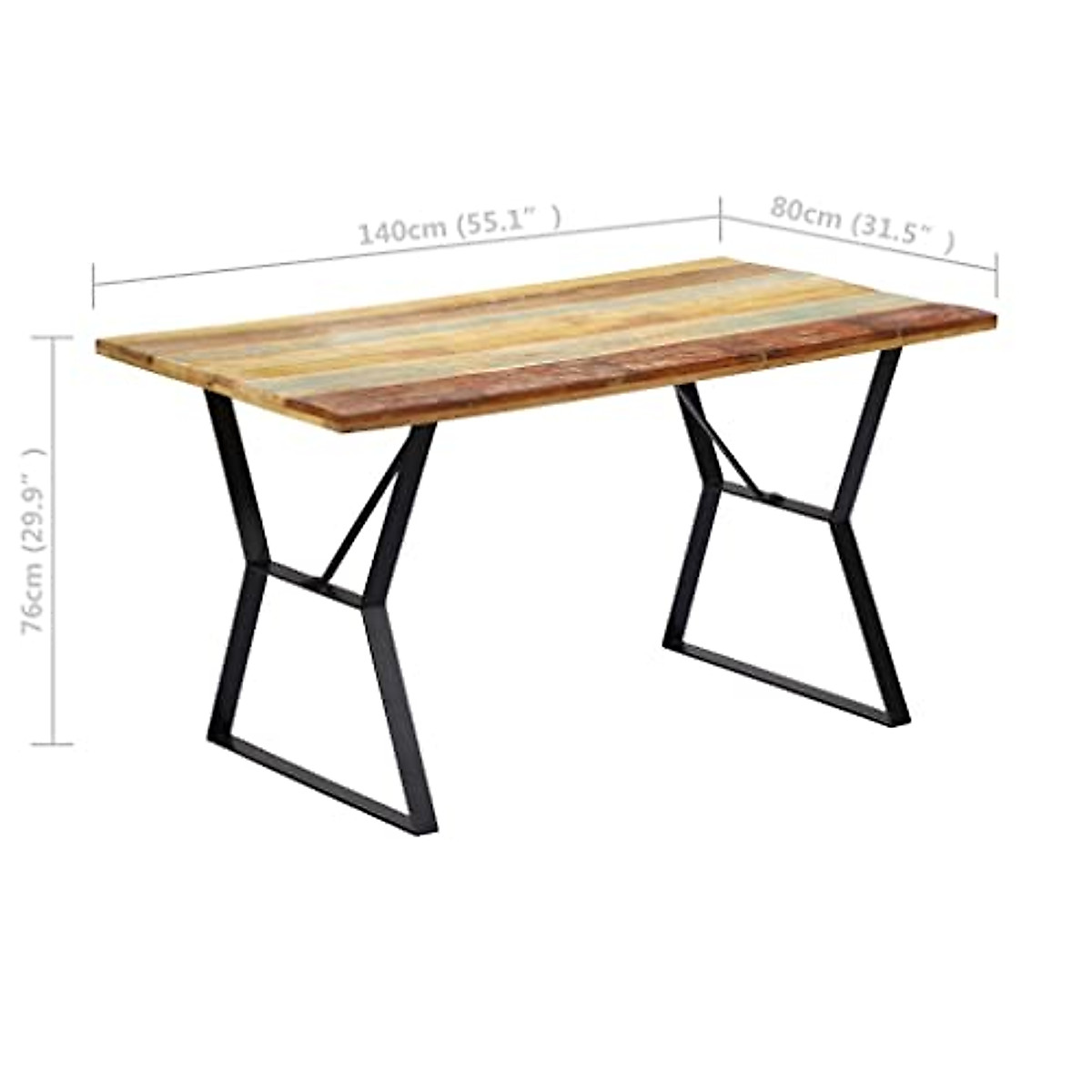 YPWRENH Snack Table Kitchen End Table Dining Table 55.1"x31.5"x29.9" Solid Reclaimed Wood for Dining Room, Kitchen or Living Room