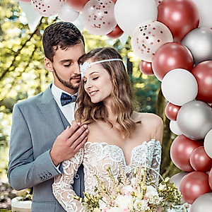 110 Pack Maroon Balloons Garland Arch Kit,GAGAKU 12/10/5 Inches Burgundy Red White Sliver Latex Confetti Balloons for Women Kids Birthday Wedding Bride Bachelorette Retirement Party Decorations