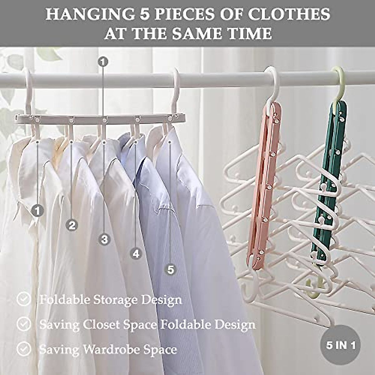 CJSI 2 Pack Shirt Hangers Space Saving, Wardrobe Plastic Hangers, Clothes Hangers Space Saving, Clothing Hangers, Space Saving Hangers for Clothes, Dormitory, Bedroom and Bathroom