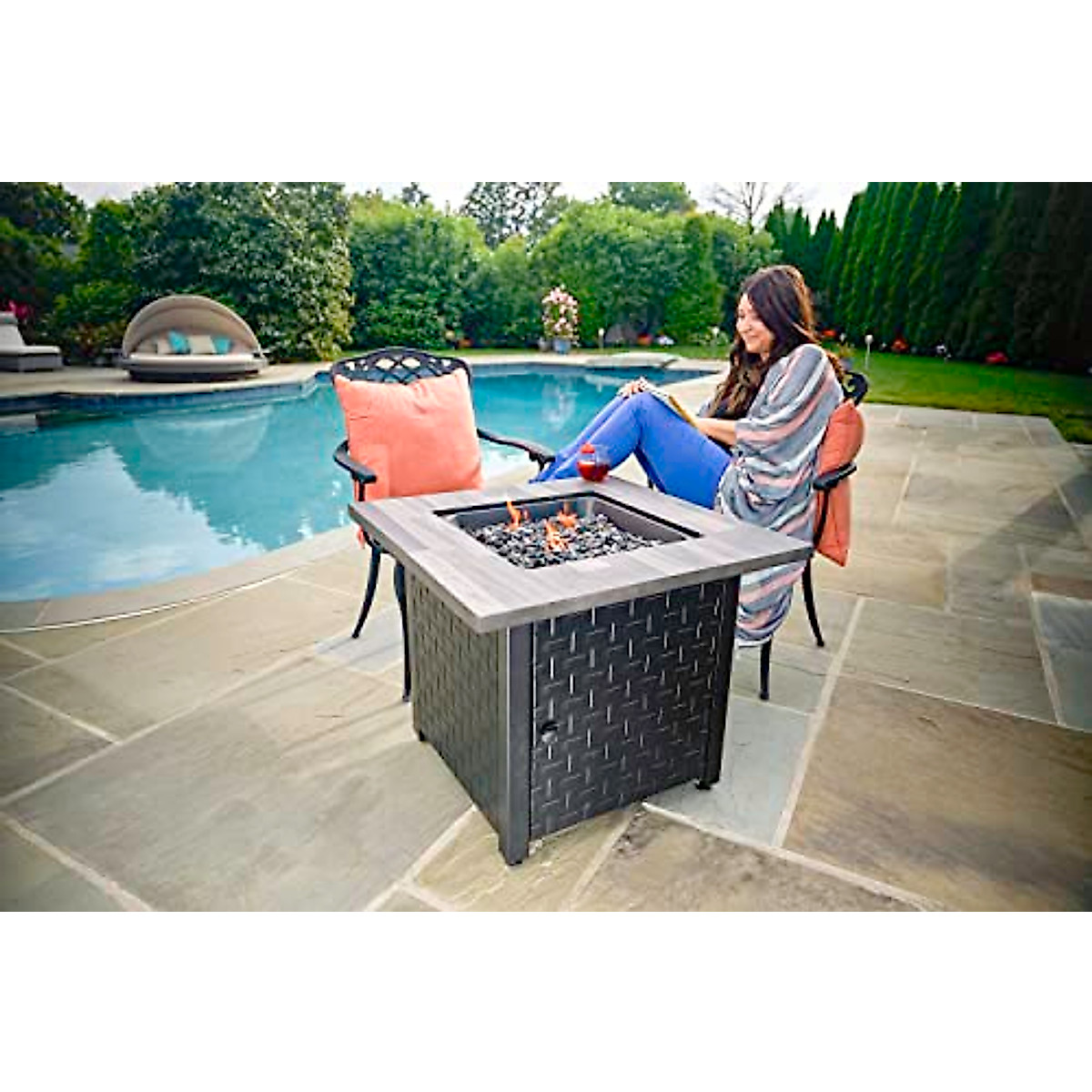 Endless Summer 30-in Black/Grey Tabletop Steel Propane Gas Fire Table