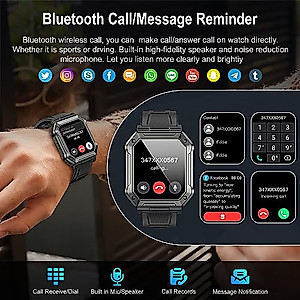 Smart Watch for Men Fitness Tracker: (Make/Answer Call) Bluetooth Military Smartwatch for Android Phones iPhone Waterproof Outdoor Digital Sport Run Tactical Watches Step Counter Heart Rate Monitor