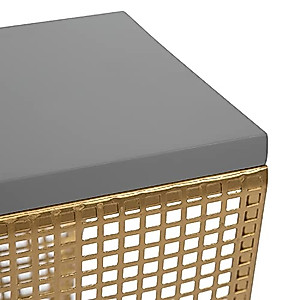 Kate and Laurel Elita Mid-Century Modern Industrial Wood and Metal Pedestal End Table for Storage and Display, 10x10x30, Gray/Satin Gold