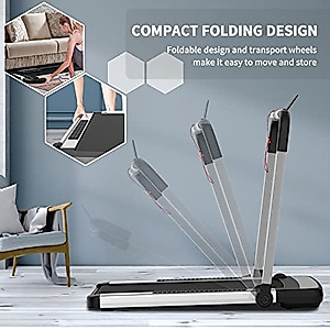 Fophet2 in 1 Under Desk Treadmill, 2.25HP Folding Walking Running Machine Installation-Free, with Remote Control, APP Control, and LED Display Walking Jogging for Home and Office Workout