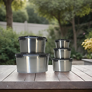 EleganceEssentials Stainless steel food storage containers leak proof & airtight lids for Kitchen,stainless steel bowl,meal prep lunch box,freezer and microwave safe (5-piece)