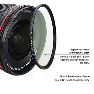 JJC Multi-Coated 55mm UV Filter for Nikon D3500 D3400 D5600 D7500 with DX AF-P 18-55mm Kit Lens for Sony A7IV A7III A7II A7 with FE 28-70mm Kit Lens and Other Lenses with 55mm Filter Thread