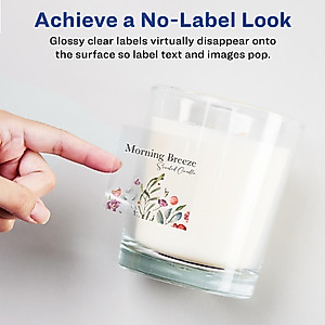 Avery Glossy Clear Square Labels with Sure Feed, 8" x 8", 50 Glossy Clear Labels, Laser/Inkjet Printable Labels
