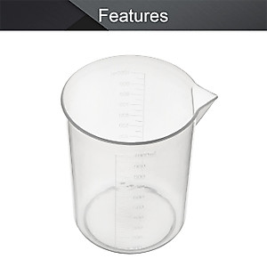 Othmro Measuring Cup 1000ml PP Plastic Graduated Beaker Transparent for Lab Kitchen Liquids 3pcs