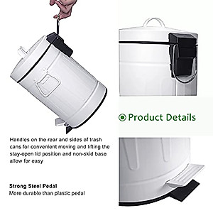 Innovaze 3.2 Gal + 0.8 Gal Bathroom Trash Can, Stylish White Steel Small Garbage Can with Lid and Removable Inner Bucket