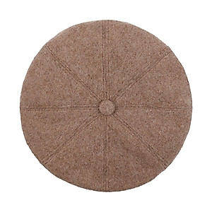JASMIN DANTIYA Women's Lama-Wool Visor Beret Newsboy Hat Cap Cabbie Winter Cozy Hat (Khaki)
