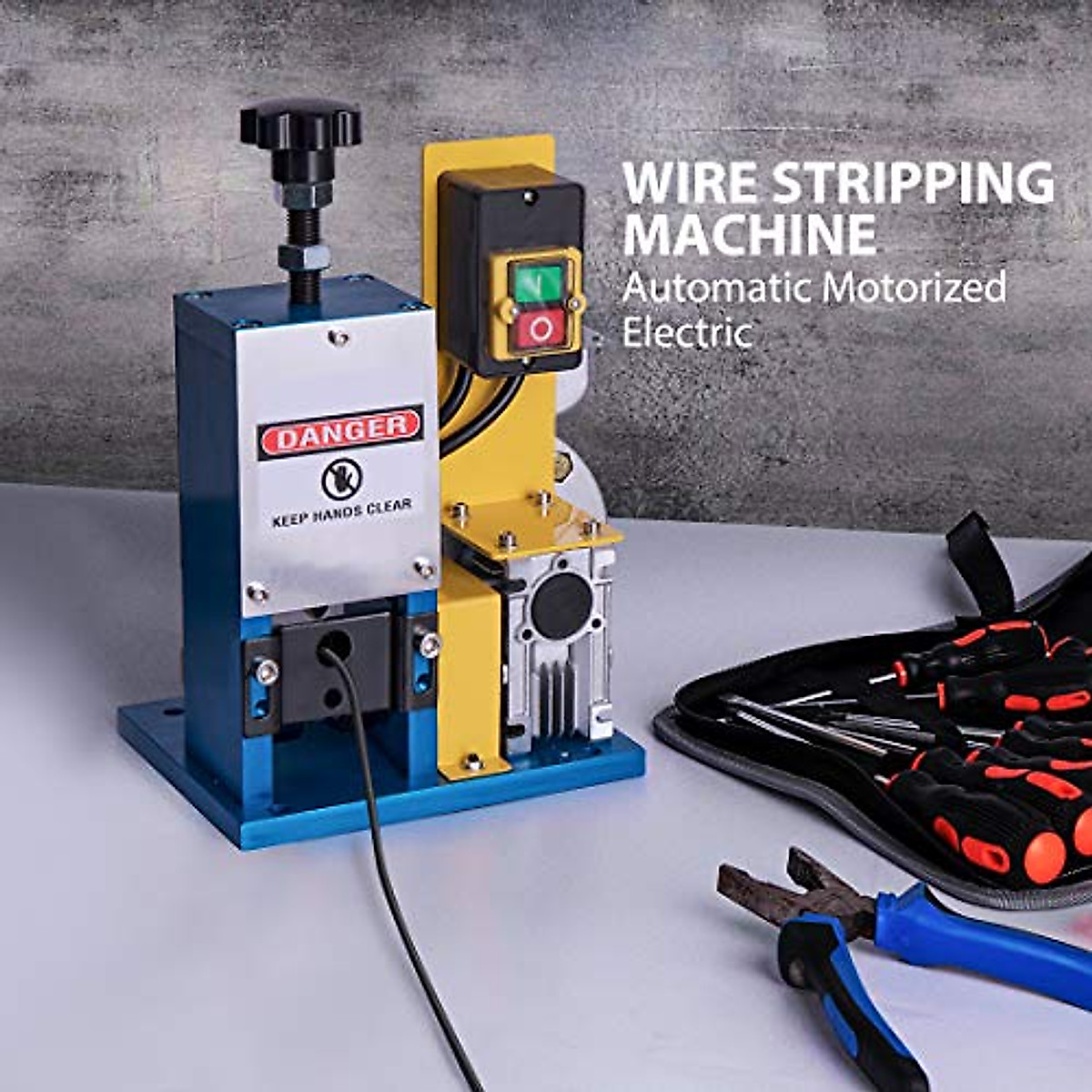 VIVOHOME Automatic Motorized Electric Wire Stripper 0.06-0.98 Inch Diameter Scrap Cable Stripping Machine with Elastic Work Gloves