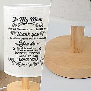 Funnli Gifts for Mom from Daughter Son - Mom Birthday Gifts - 9.1 Inch Fabric Wooden Desk Night Lamp Mom Gifts - Christmas Anniversary Birthday Gifts for Mom from Daughter