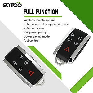 SCITOO Keyless Entry Remote Key Fob SHELL CASE Replacement for 5 Buttons Uncut Car Key for Jaguar XF 2009-2013 XJ8 2010 XK8 2006-2010 XKR 2006-2014 XK 2014-2015 1pc FCC KR55WK45694 KK-6255