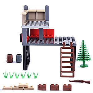 General Jim's Military Brick Building Set - Custom Building Blocks Battle Scene - Weapons, Forts, Walls, Lookout Towers, Sandbags, Trees and More - World War 2 Set for Teens and Adults