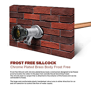 Midline Valve 8428P Sillcock Pipe Chrome Plated Brass Body Frost 1/2 inch PEX Connection and 3/4 inch Hose Bib, 6