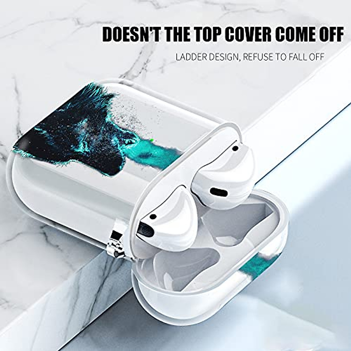POKABOO for AirPods Case, Clear Soft TPU Protective Cover Case for AirPods 2 & 1 Wireless Charging Case Headphone Case with Keychain (Wolf)