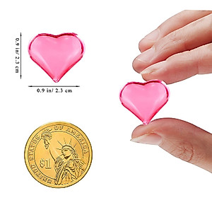 Fangoo 110 Pieces Pink Acrylic Heart Pink Heart Gems Valentine's Day Heart Ornaments for Valentine's Day Decorations Vase Filler Table Scatter Anniversary Wedding Home Decorations(Pink, 8OZ)