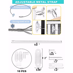 Baby proofing kit Wall Anchors, Baby Safety Products Furniture Anchors, Kids Furniture Anchors for Baby proofing, Child Proof Anti tip Furniture Anchors to Wall, Earthquake Straps(10 Pack)