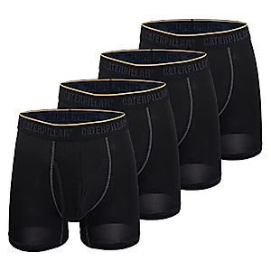 Caterpillar Men's 4-Pack Comfort Core Boxer Briefs, Black, Large