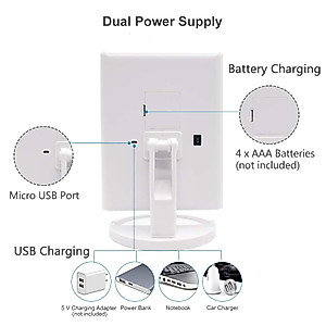 Flymiro Tri-fold Lighted Vanity Makeup Mirror with 3x/2x/1x Magnification, 21Leds Light and Touch Screen,180 Degree Free Rotation Countertop Travel Cosmetic Mirror (White)