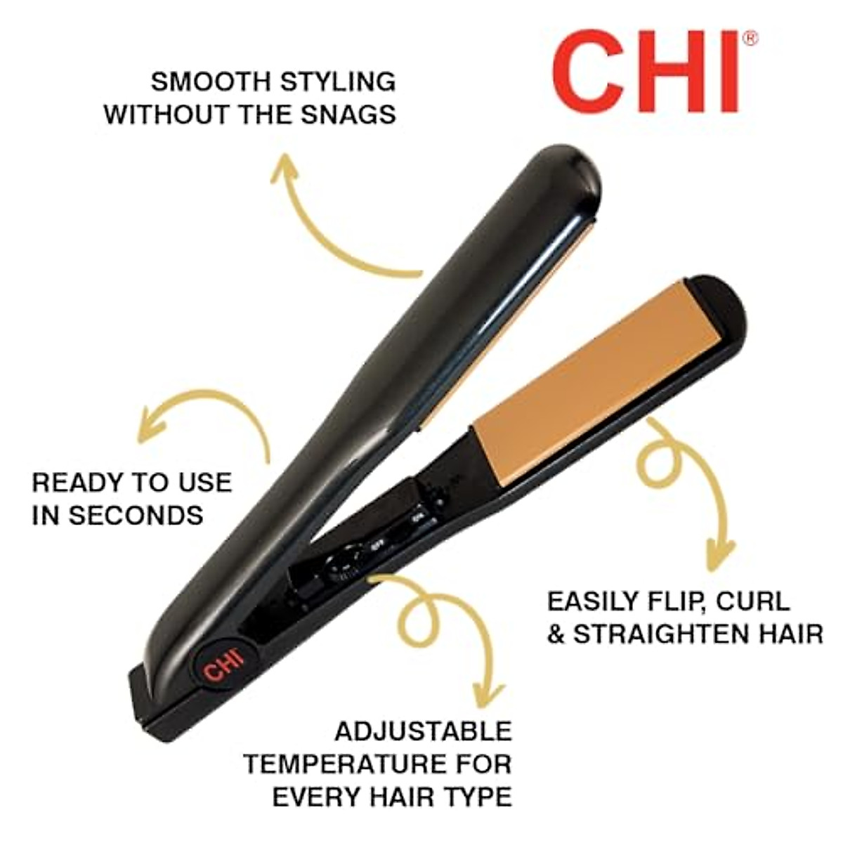 CHI Classic Tourmaline Ceramic Hairstyling Iron 1 1/2" in Onyx Black
