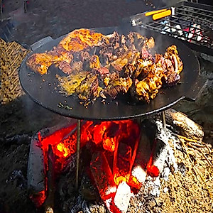 Veryard 18" Cast Iron Campfire Griddle, Round Iron Pan, Portable Grill with 3 Removable Legs for Outdoor BBQ Cooking, Grilling and Frying Outdoor Camping