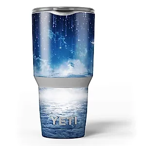 Design Skinz Vivid Blue Falling Stars in The Night Sky - Skin Decal Vinyl Wrap Kit Compatible with The Yeti Rambler Cooler Tumbler Cups