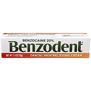 Benzodent Dental Pain Relieving Cream for Dentures and Braces, 0.25 oz tube (Pack of 3)