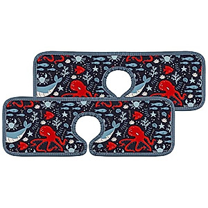 Kitchen Faucet Absorbent Mat 2 Pieces Cute Octopus Fish Crab Faucet Sink Splash Guard Bathroom Counter and RV,Faucet Counter Sink Water Stains Preventer