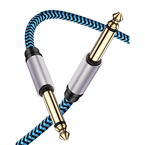 Hftywy Guitar Cable 15 ft Guitar Cord 1/4 Inch Instrument Cable 6.35mm (1/4) TS to 6.35mm (1/4) TS Stereo Audio Cable Male to Male with Zinc Alloy Housing and Nylon Braid