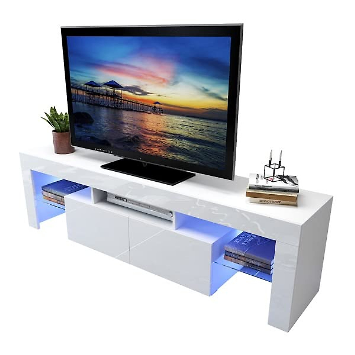n/a High Gloss LED Lighting TV Stand Cabinet Unit Entertainment Center