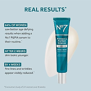 No7 Protect & Perfect Intense Advanced Serum - Anti-Aging Face Serum that Visibly Smoothes & Firms Fine Lines and Wrinkles - Formulated with Hyaluronic Acid and Matrix 3000+ Technology (1 Fl Oz)