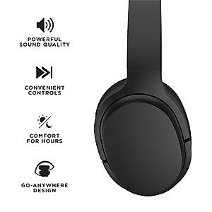Itech Fusion 2 S Smartwatch with Wireless Headphones, Heart Rate, Step Counter, Sleep Monitor, Message, IP67 Water Resistant Unisex, Touch Screen, Compatible with iPhone and Android (Black)