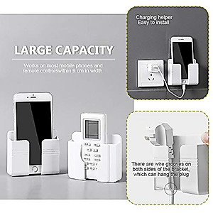 4PC Wall Mount Cell Phone Charging Holder, Black Adhesive Mobile Phone Wall Stand for Charger, Phone Holders for Shower Bed Wall