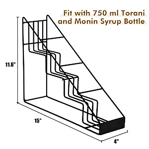 Mustry Coffee Syrup Rack for Coffee Bar Accessories, Fits with Torani and Monin Syrup, Coffee Bar Organizer Holds 4 Bottles