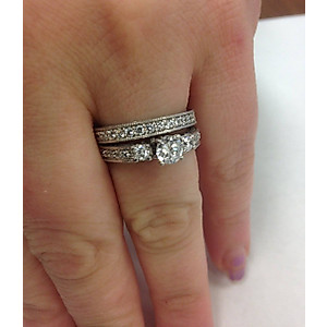 1 1/4Ct Vintage Diamond Engagement Wedding Ring Set 14K White Gold - Size 7.5