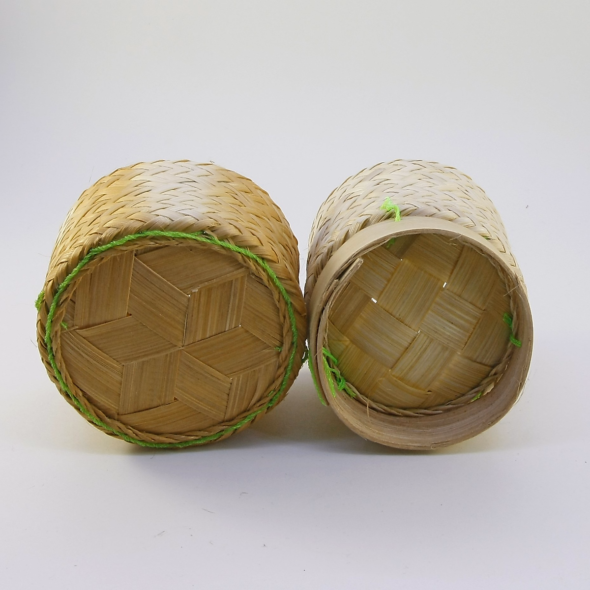 Thai Handmade Bamboo Sticky Rice Serving Basket Small Size 3" x 3.5"(Set 4 pcs)