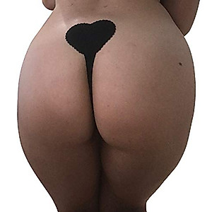Amoreza by SKS C Style Invisible No Panty Line Heart Shaped Strapless C-String Thong (XL, Black, x_l)