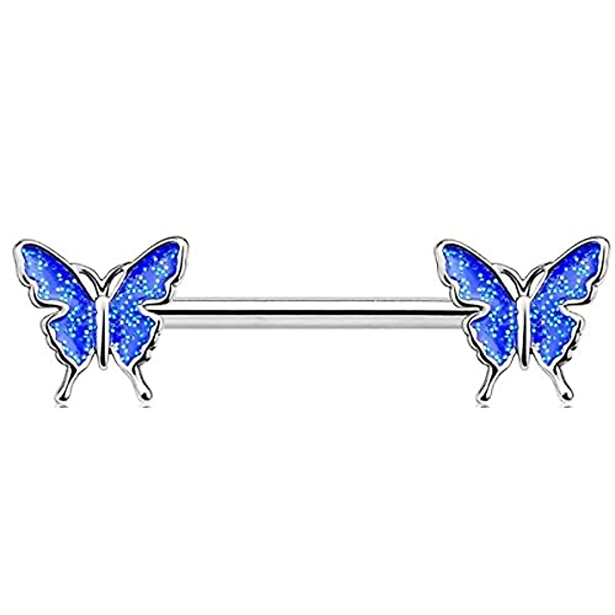 3 Pcs Set Butterfly Nipple Barbell 14g Colorful Charming Nipple Piercing Animals Jewelry Nipple Ring Bar Body Piercing Jewelry for Women - 6pcs