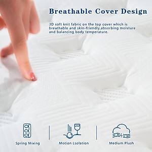 Mattress Full Size,12 Inch Full Mattress in a Box With Gel Memory Foam,Full Mattress Individually Pocketed Innerspring,Medium Firm for Pressure Relief,Back Pain Relief,120 Nights Risk-Free Trial