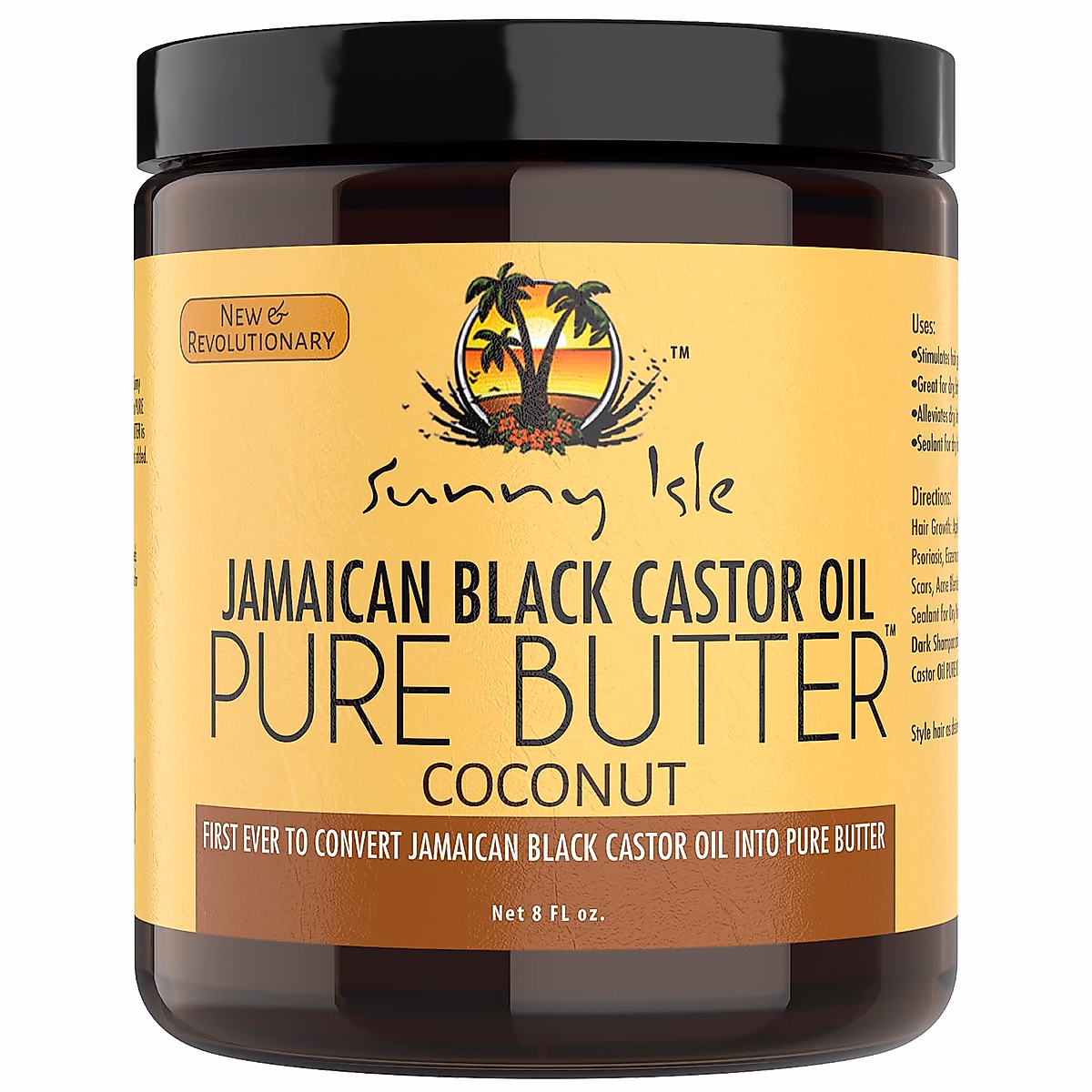Sunny Isle Coconut Jamaican Black Castor Oil Pure Butter 8oz | Hair and Skin Care