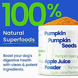 BARK&SPARK Pumpkin for Dogs - Apple, Pumpkin Seeds and Pumpkin Fruit - Fiber Supplement and Stool Softener - Diarrhea, Constipation, Upset Stomach, Food Sensitivity - Improve Digestion - 6oz Flavored