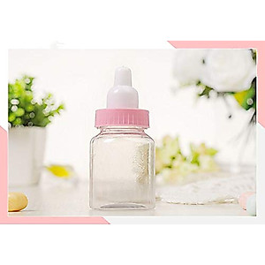3.5 Inches Baby Bottle Shower Favor,Mini Plastic Candy Bottle,Baby Shower Supplies Boy Girl Newborn Baby Baptism Birthday Party Deco (2 Dozens, Pink)