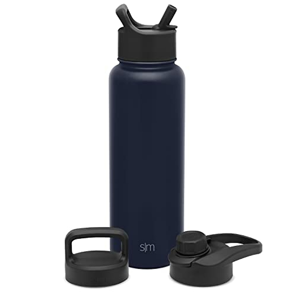 Simple Modern Water Bottle with Straw, Handle, and Chug Lid Vacuum Insulated Stainless Steel Metal Thermos Bottles | Large Leak Proof BPA-Free Flask for Gym | Summit Collection | 40oz, Deep Ocean